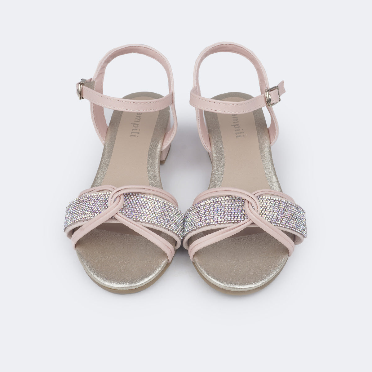 Sandália Infantil com Salto Pampili Fancy Manta de Strass Rosa Novo ...