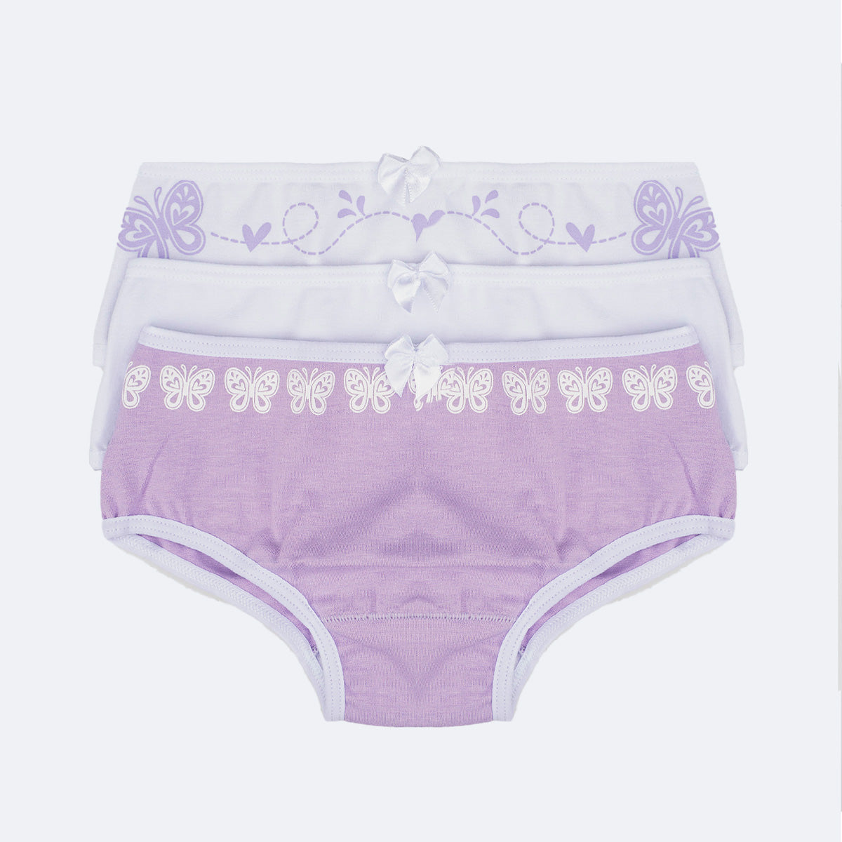Kit Calcinha Infantil Pampili Sortidas Borboletas Lilás e Branco | Pampili