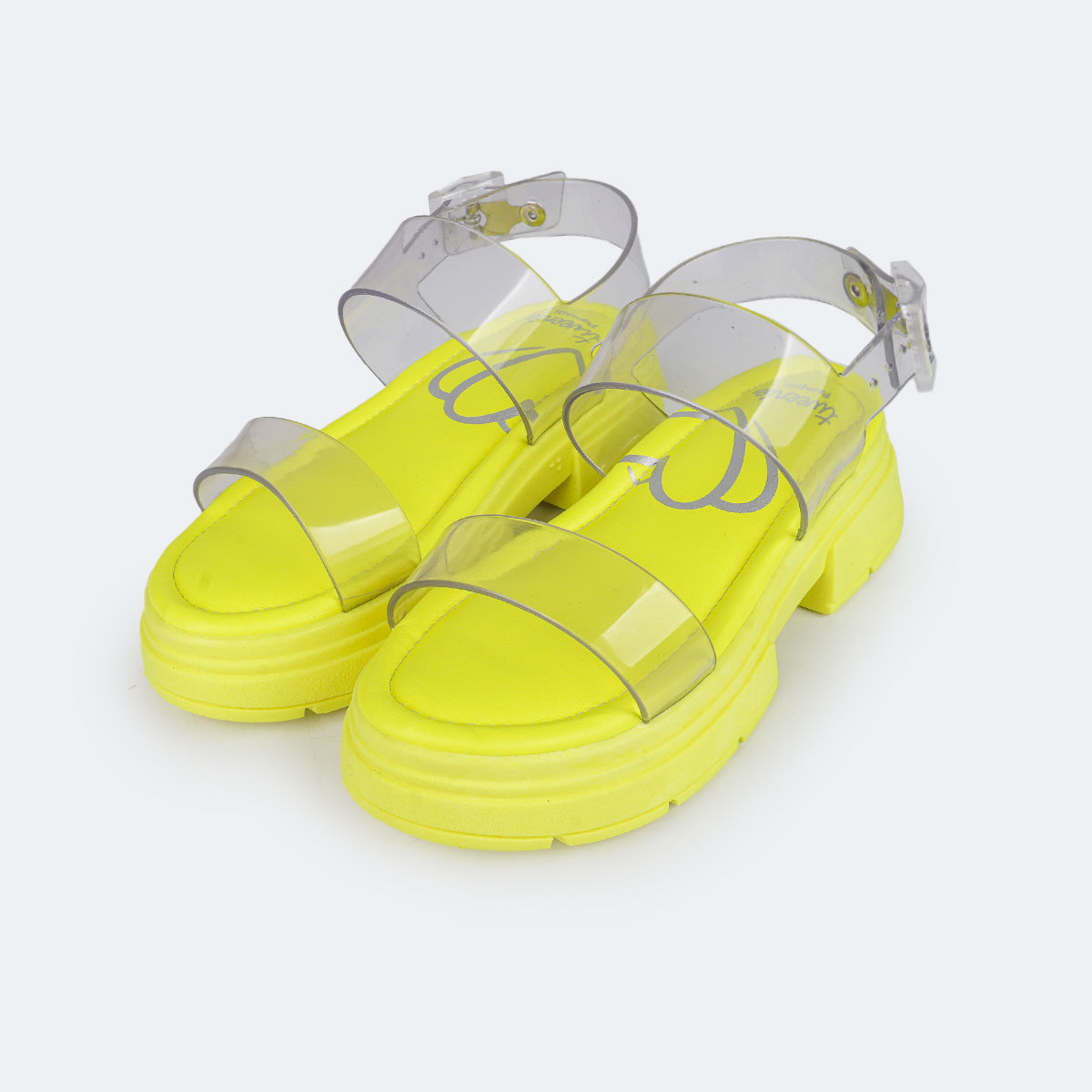 Sandália Feminina Tweenie Maya Glee Tiras Transparente e Amarela ...